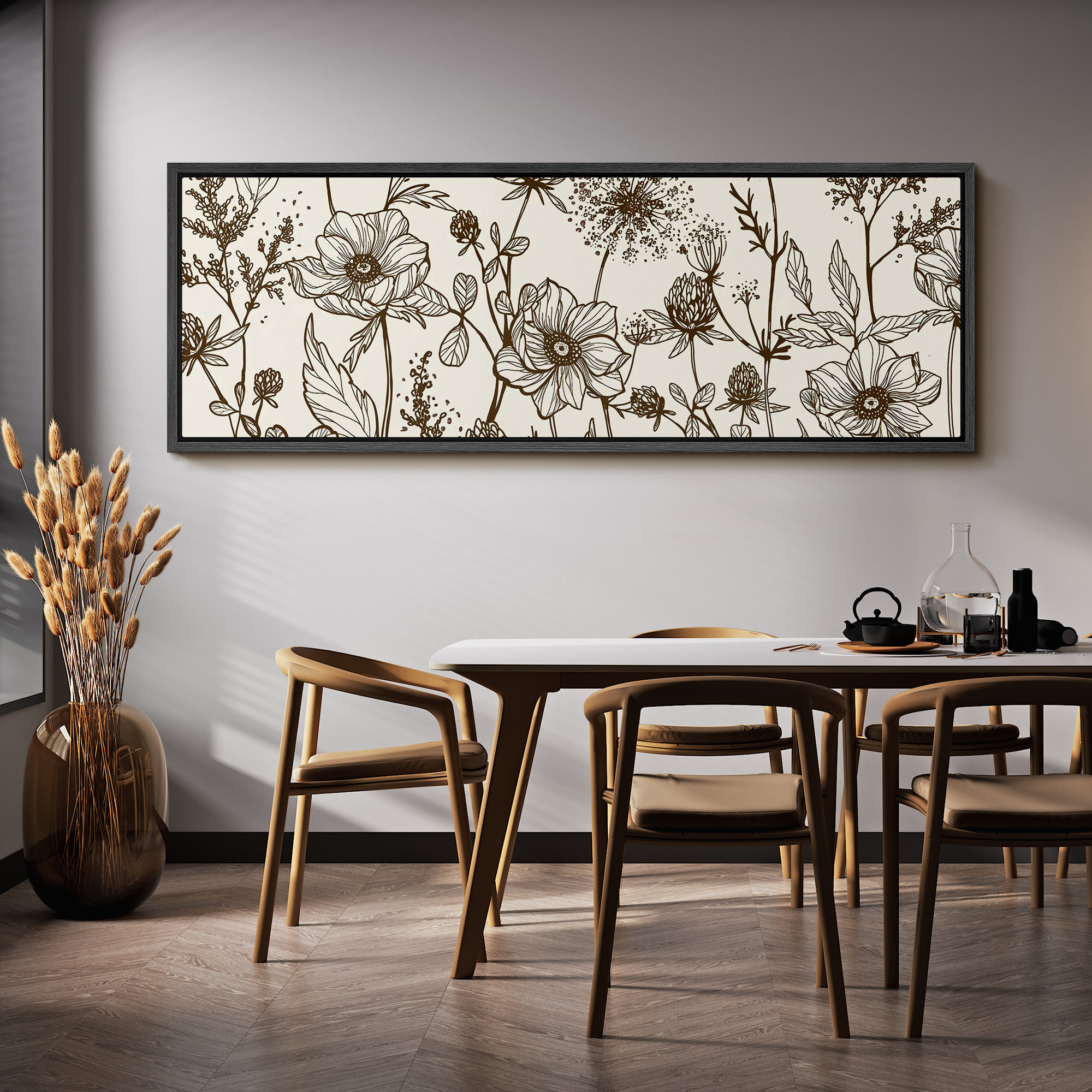 IDEA4WALL Abstract Botanical Vibrant Wildflower Blossom Bliss Abstract Floral Framed On Canvas ...